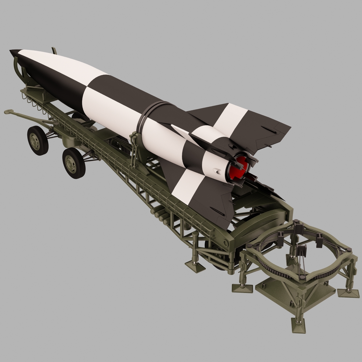ballistic missile v-2 launcher 3d 3ds