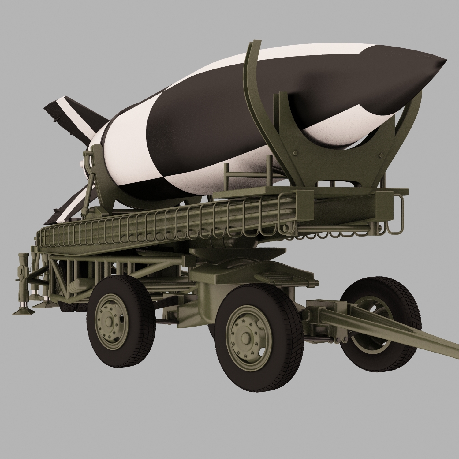 ballistic missile v-2 launcher 3d 3ds