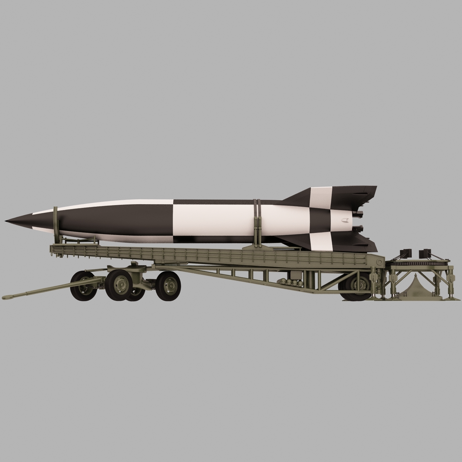 ballistic missile v-2 launcher 3d 3ds