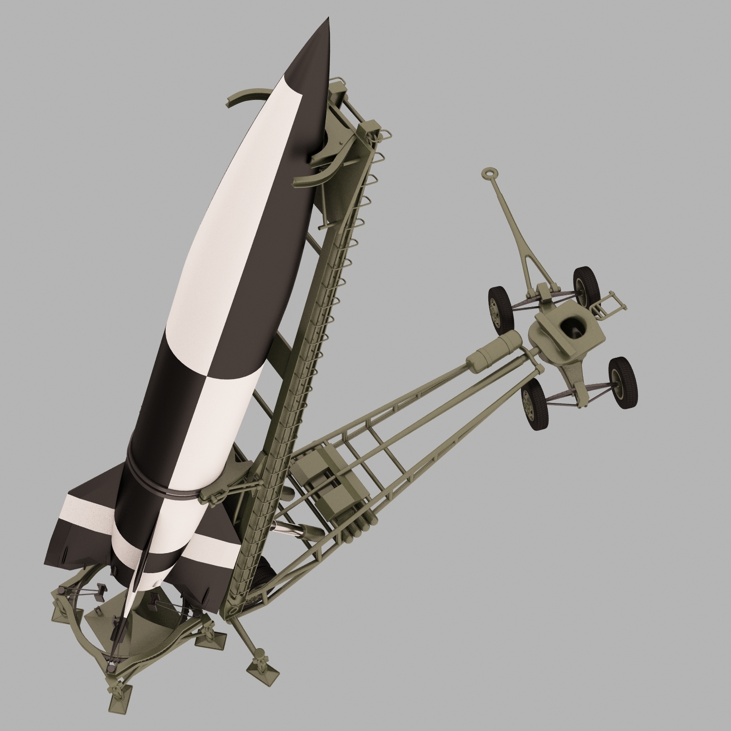 ballistic missile v-2 launcher 3d 3ds