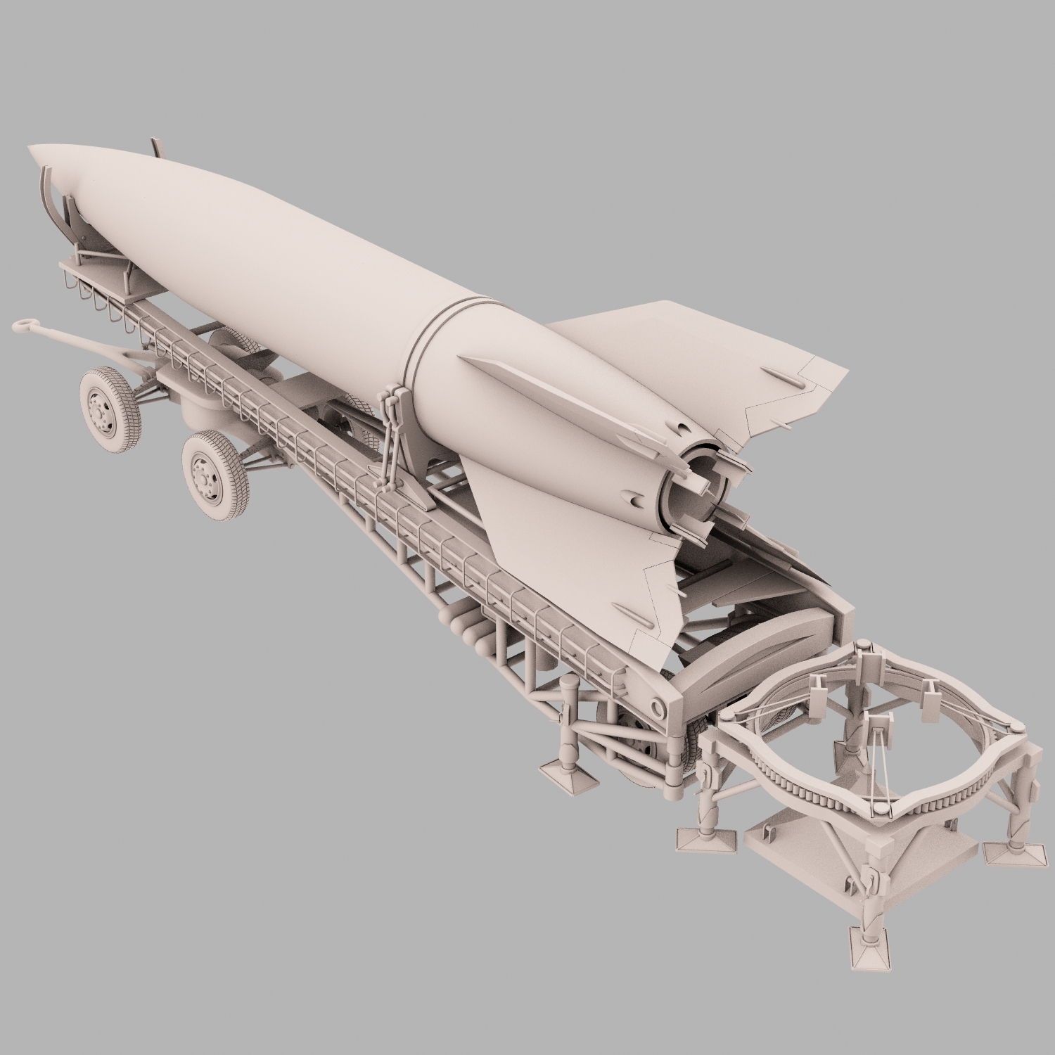 ballistic missile v-2 launcher 3d 3ds