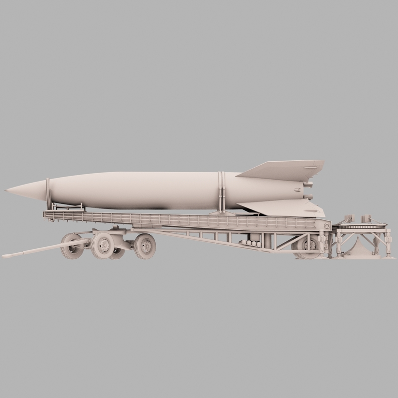 ballistic missile v-2 launcher 3d 3ds