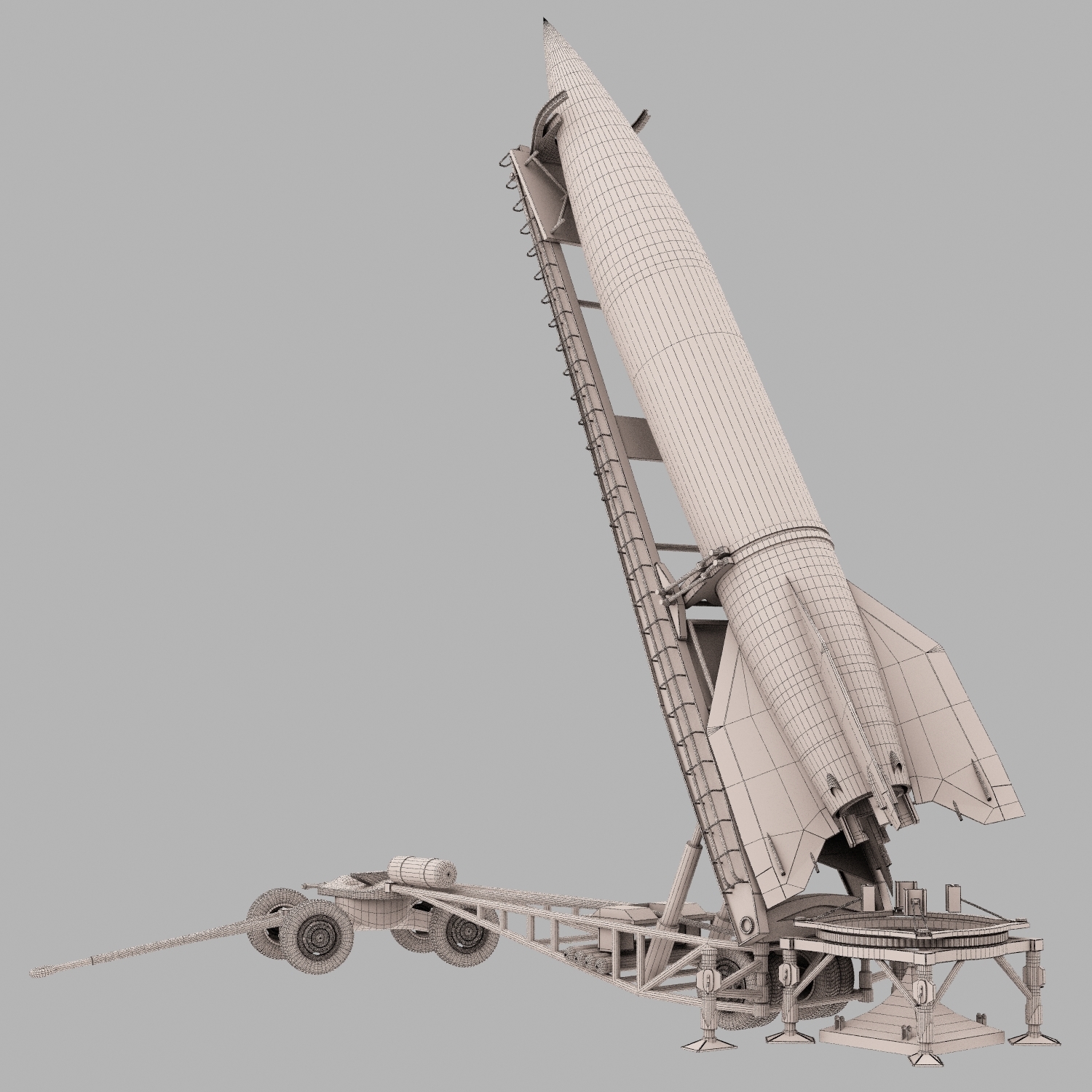 ballistic missile v-2 launcher 3d 3ds