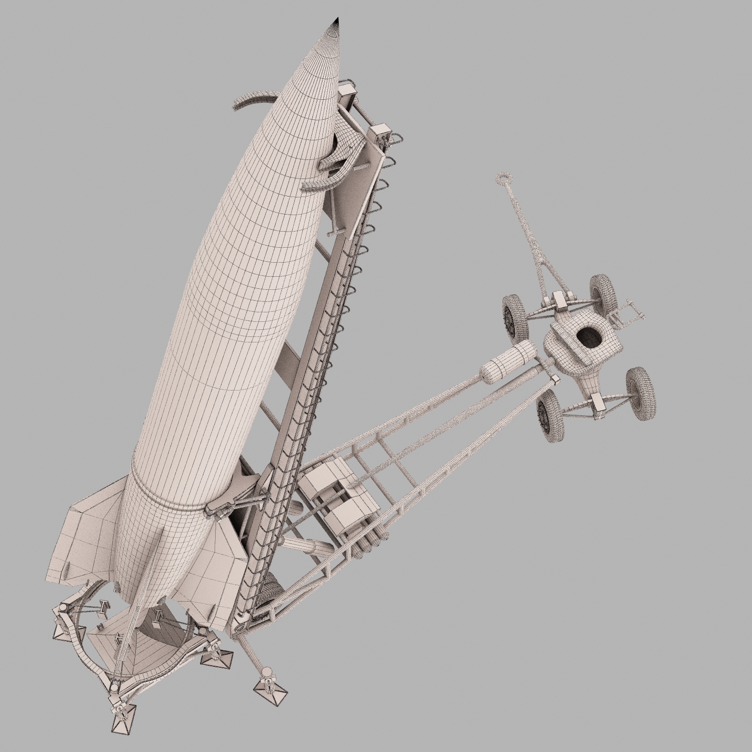 ballistic missile v-2 launcher 3d 3ds