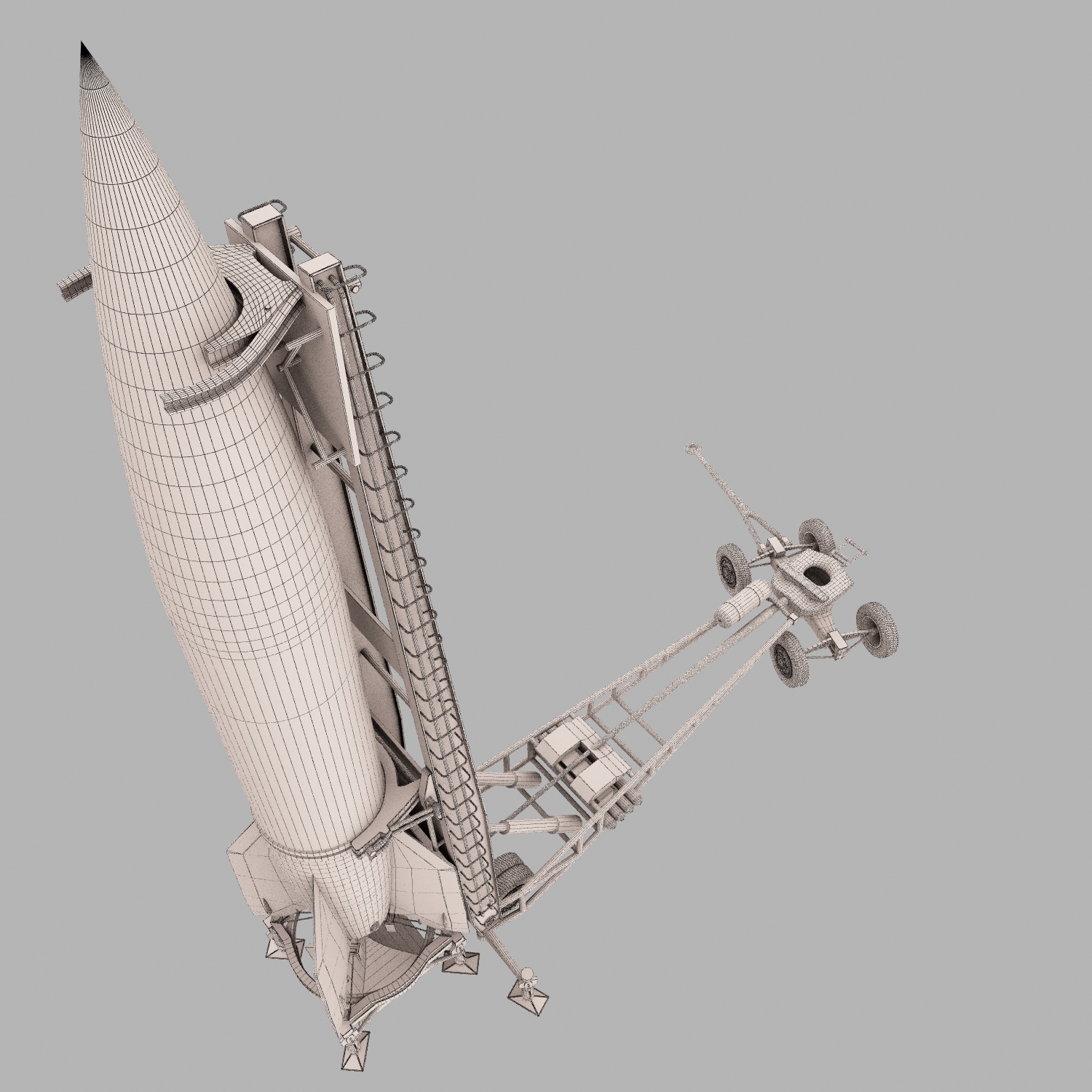 ballistic missile v-2 launcher 3d 3ds