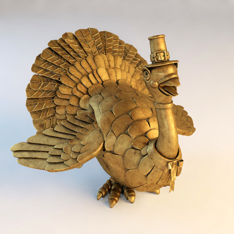 3d mechanical turkey statuette model