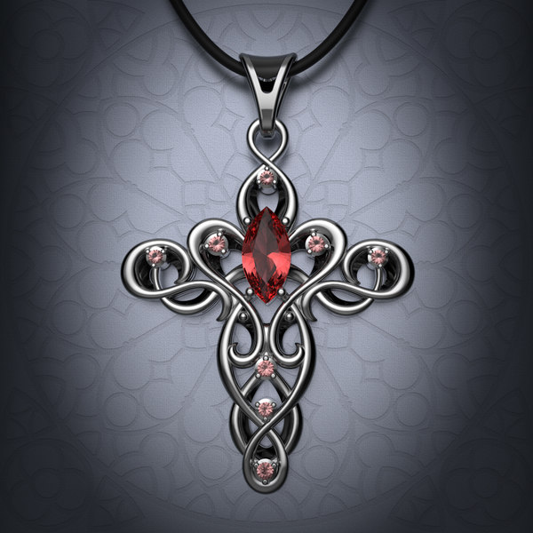 3d gold silver elven cross