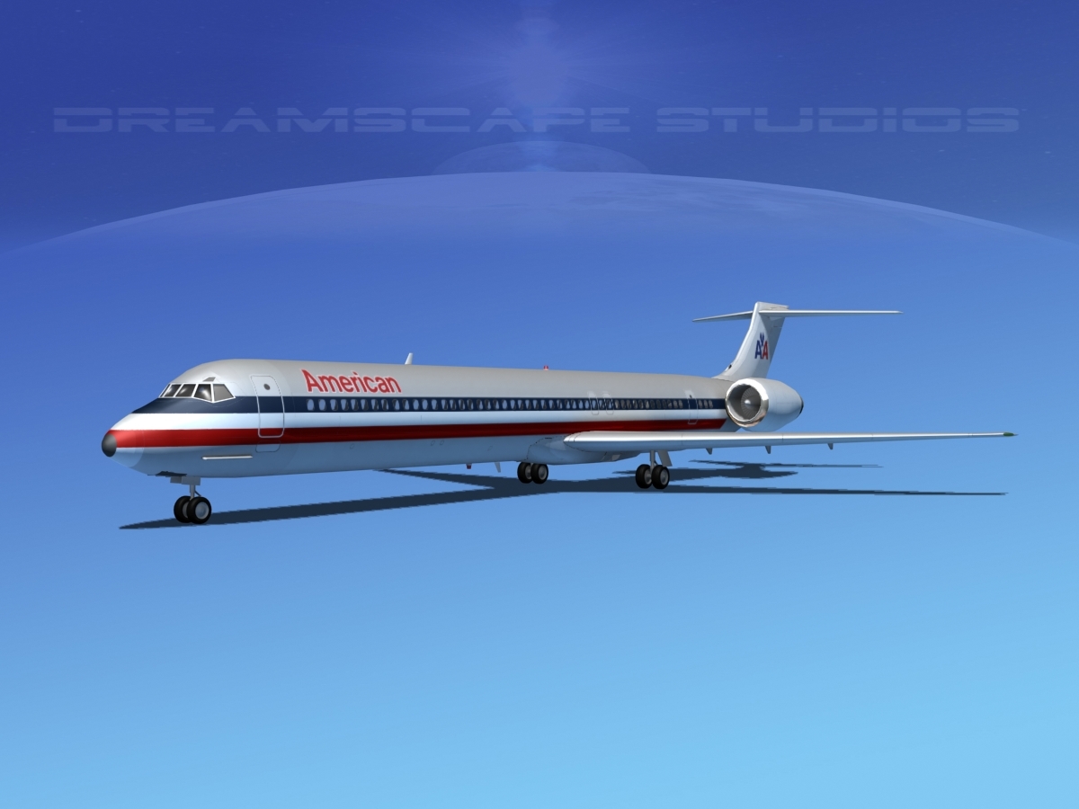 3d model of mcdonnell douglas md-80 airliners
