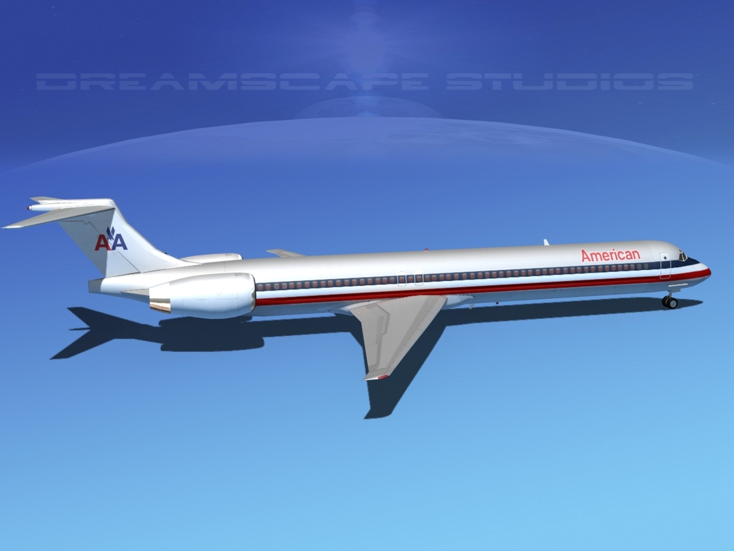 3d model of mcdonnell douglas md-80 airliners