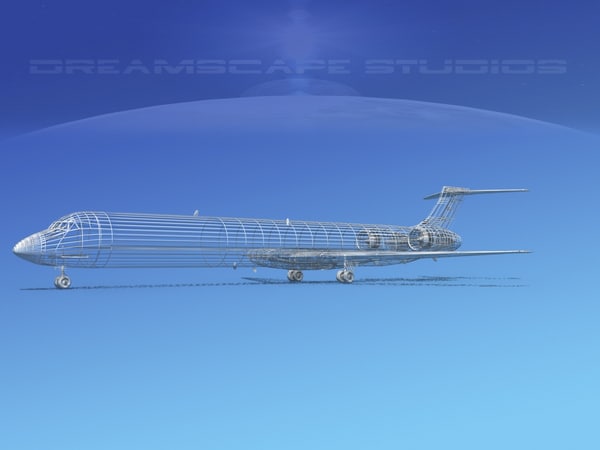 3d model of mcdonnell douglas md-80 airliners