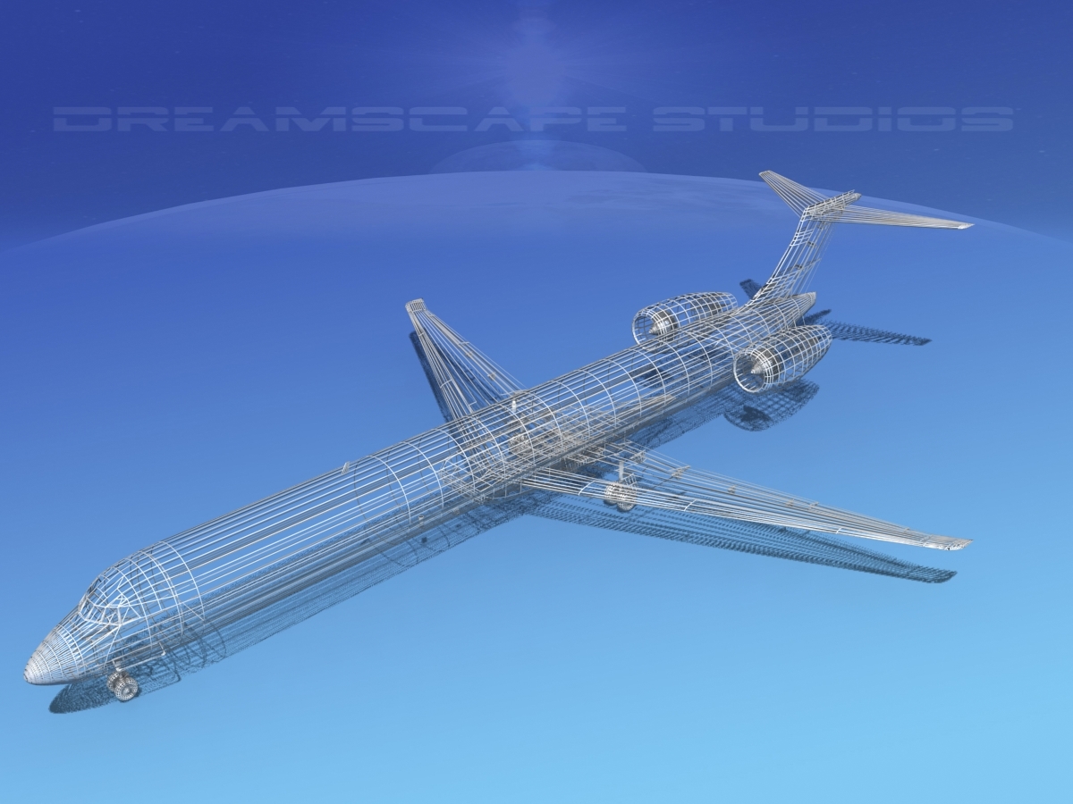 3d model of mcdonnell douglas md-80 airliners
