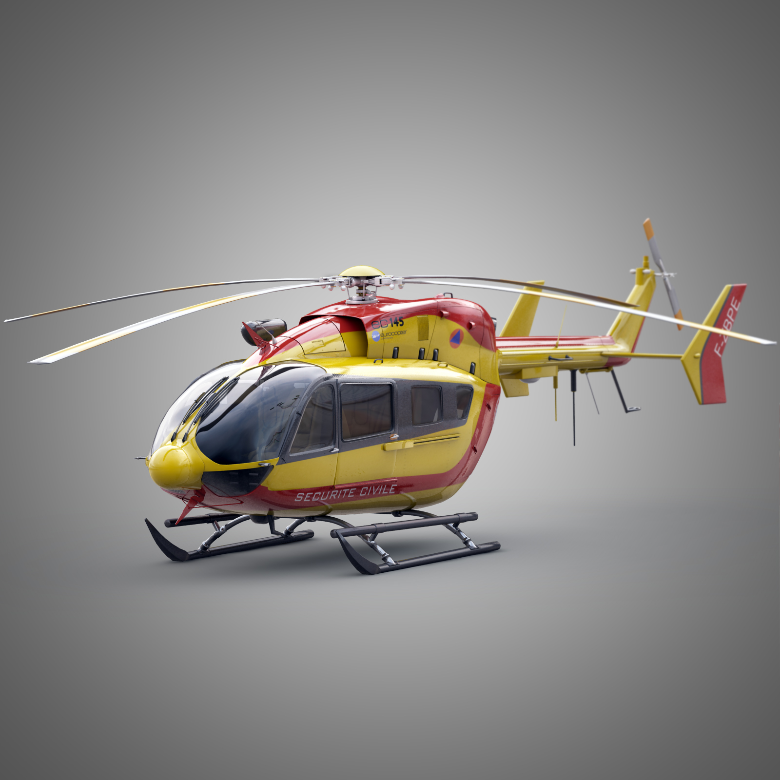 3d model of ec 145 rescue helicopter