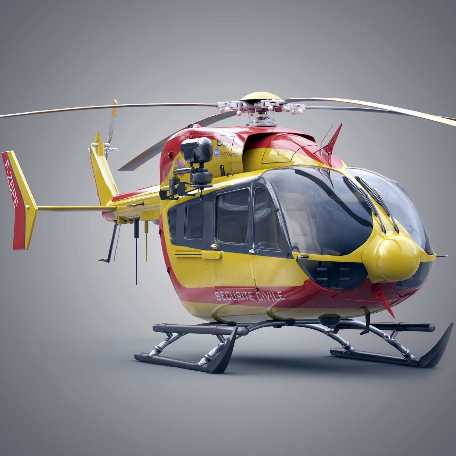 3d model of ec 145 rescue helicopter