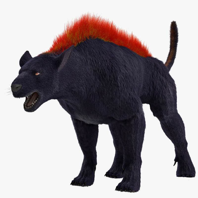 3d model hellhound fur rigged