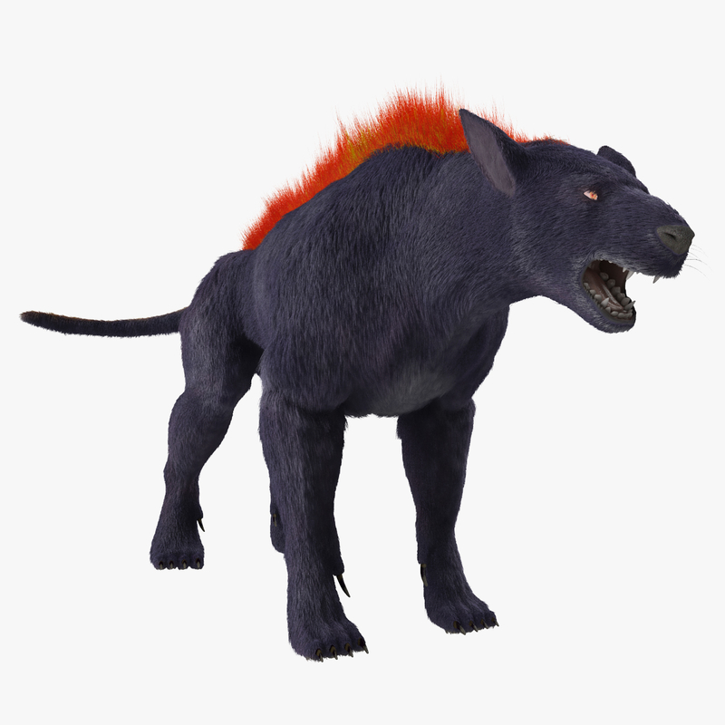 3d model hellhound fur rigged