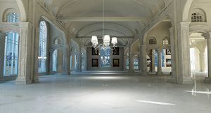 3d classic interior scene 1