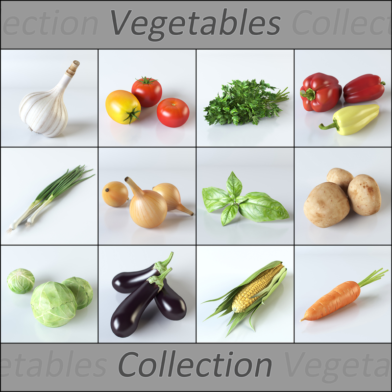 3d realistic vegetables