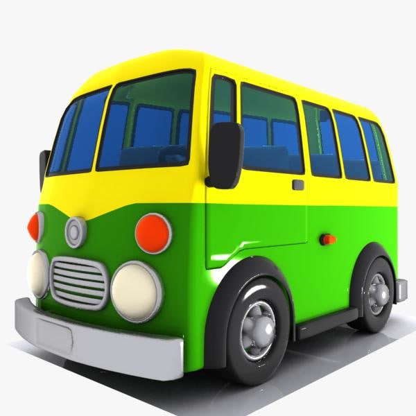 3d model cartoon minibus bus