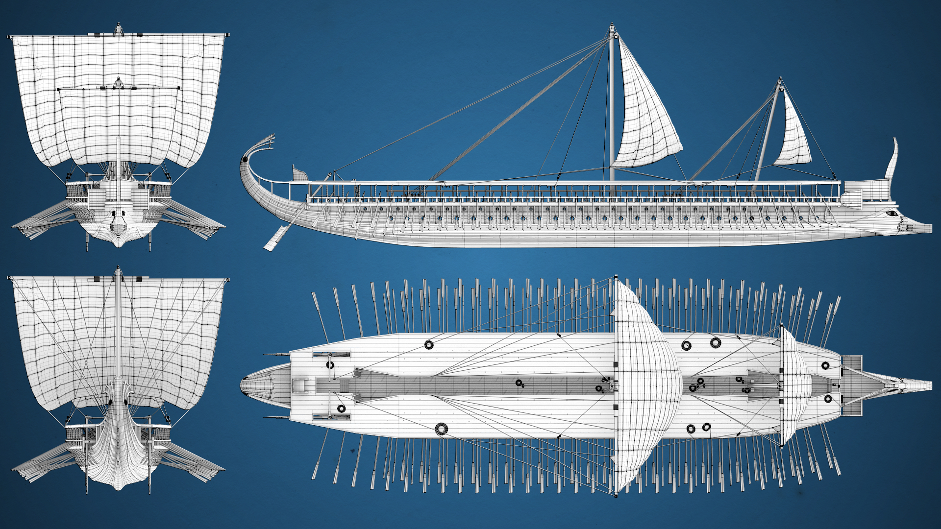 3d ancient trireme model