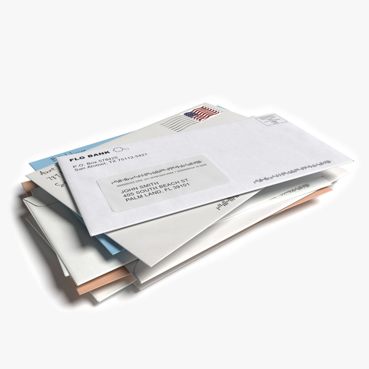 stack mail 3d model