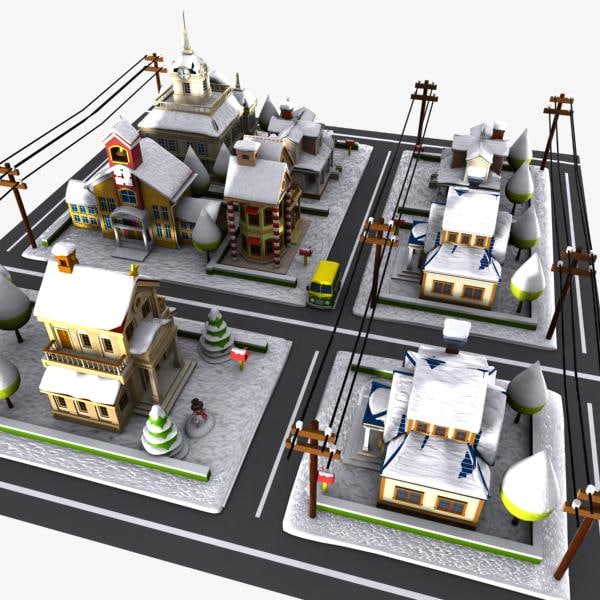 cartoon city toon 3d model