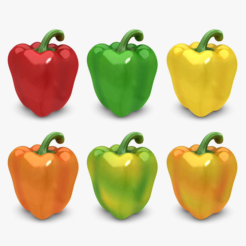 realistic pepper set 6 3d model