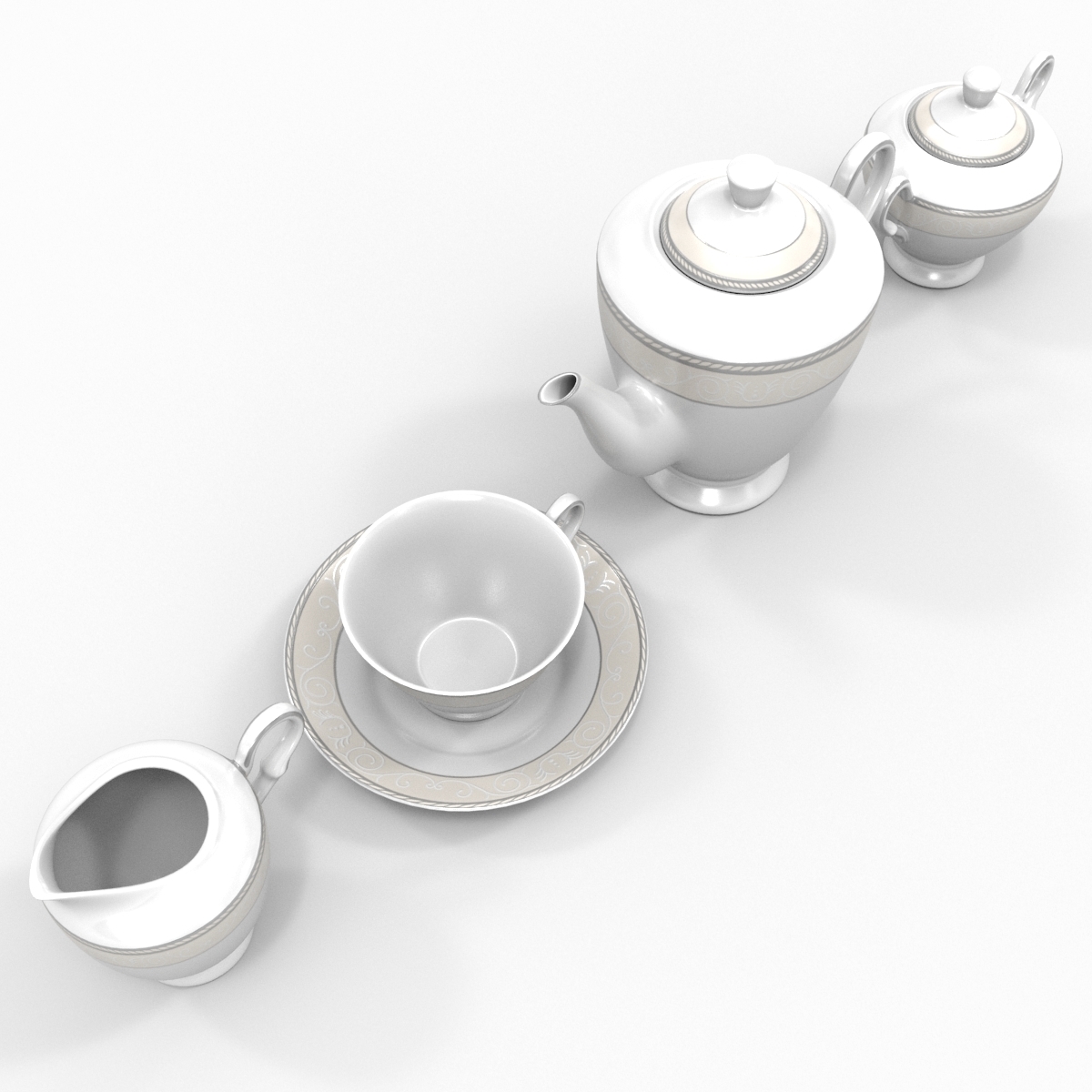 3d model tea set