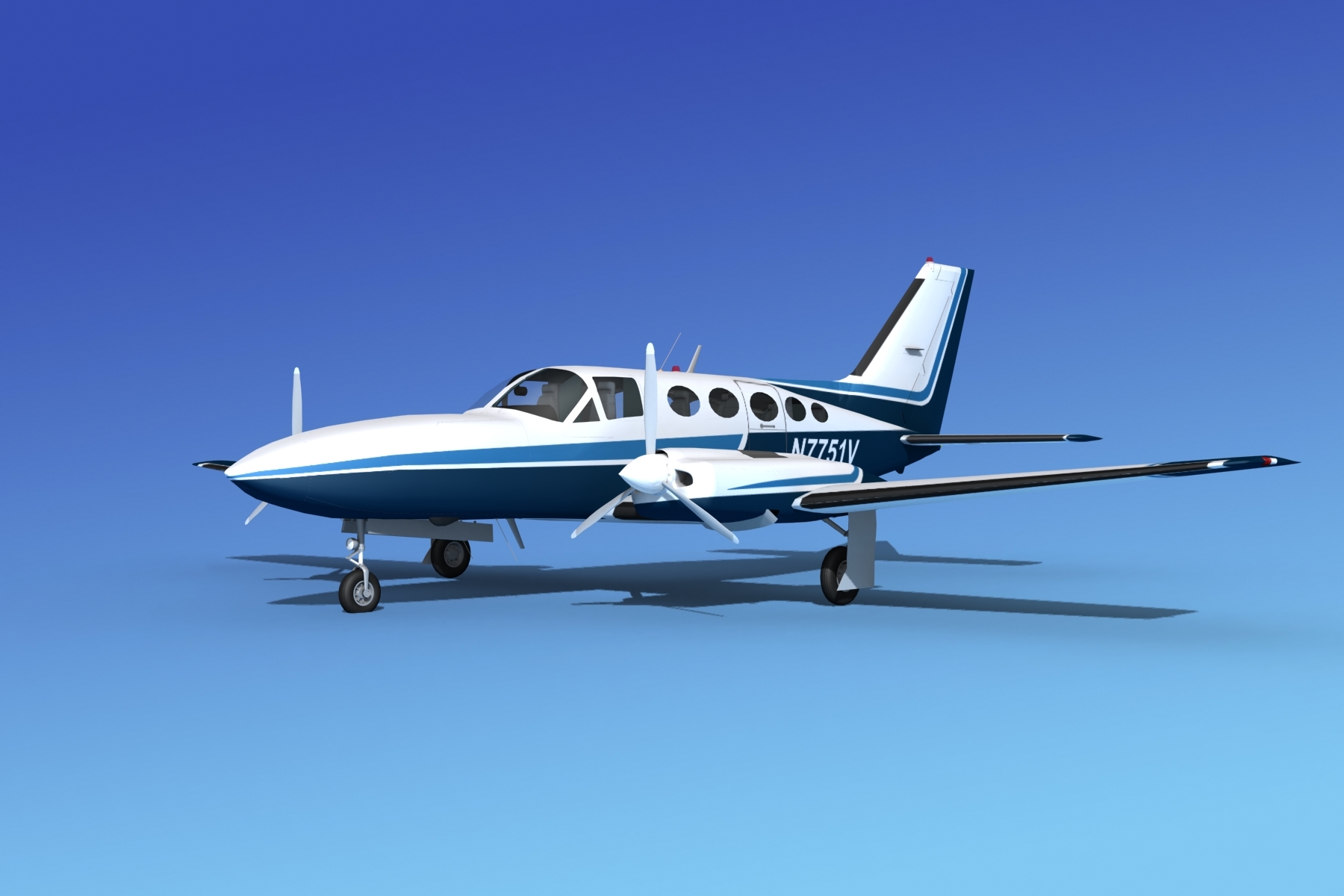 scale cessna 414 chancellor 3d obj