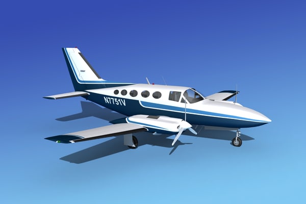 scale cessna 414 chancellor 3d obj