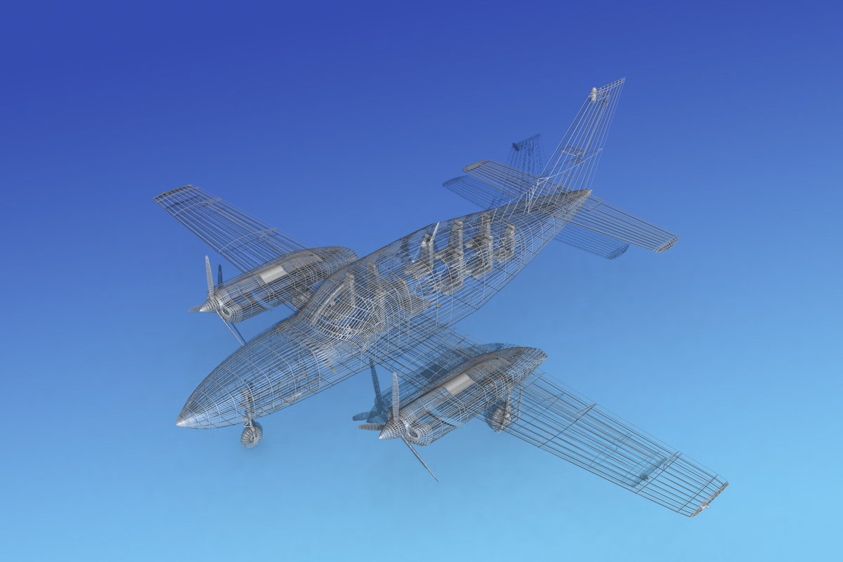 scale cessna 414 chancellor 3d obj