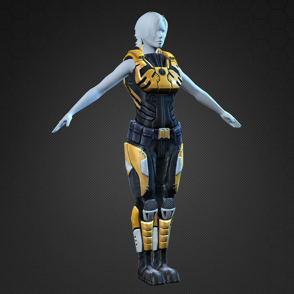 3d model of sci-fi armor female 1