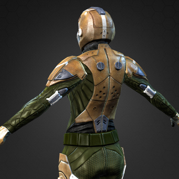 sci-fi armor female 4 3d model