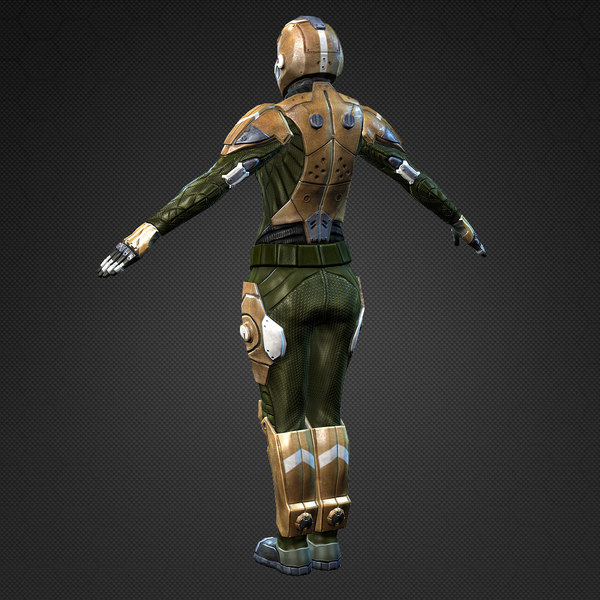 sci-fi armor female 4 3d model