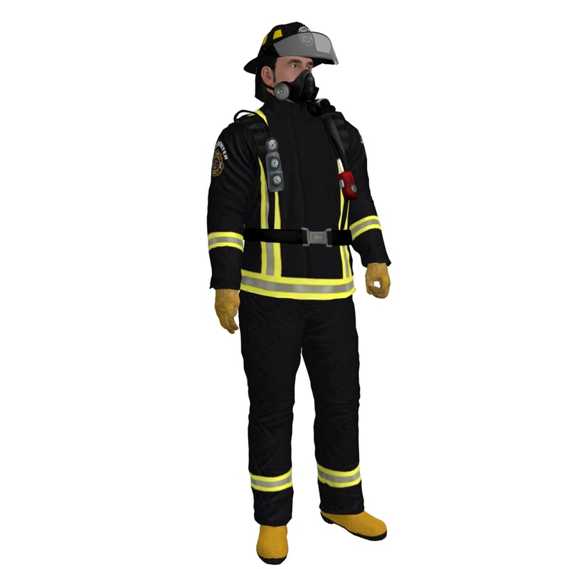 rigged fireman 3d model