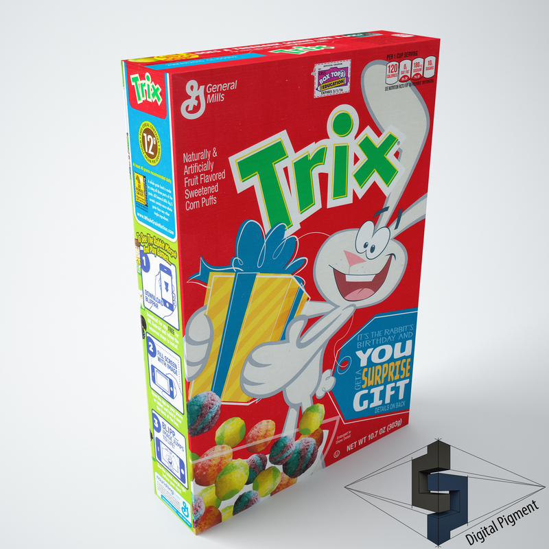 3d model of trix cereal box