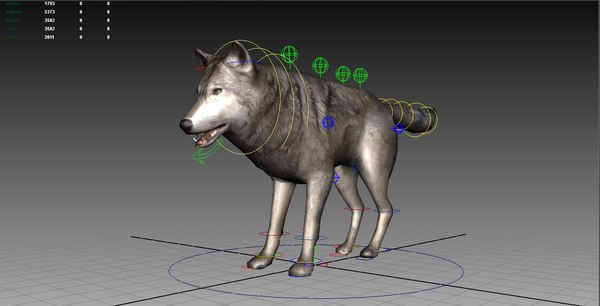 wolf rigged animations 3d model