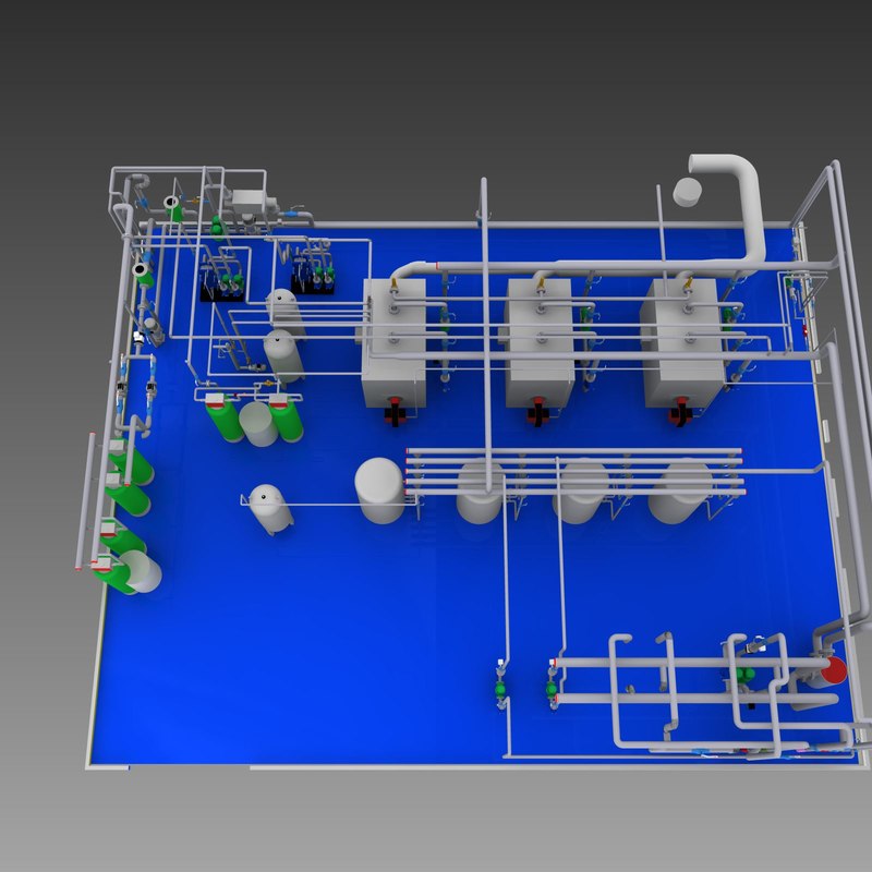 free boiler house main equipment 3d model
