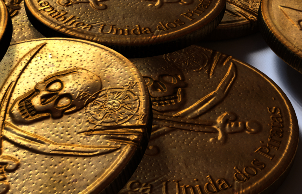 free gold pirate coin 3d model