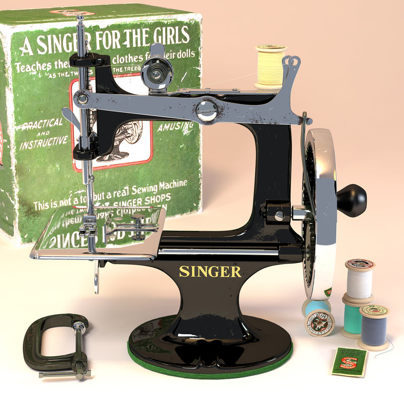 3d model antique toy sewing machine