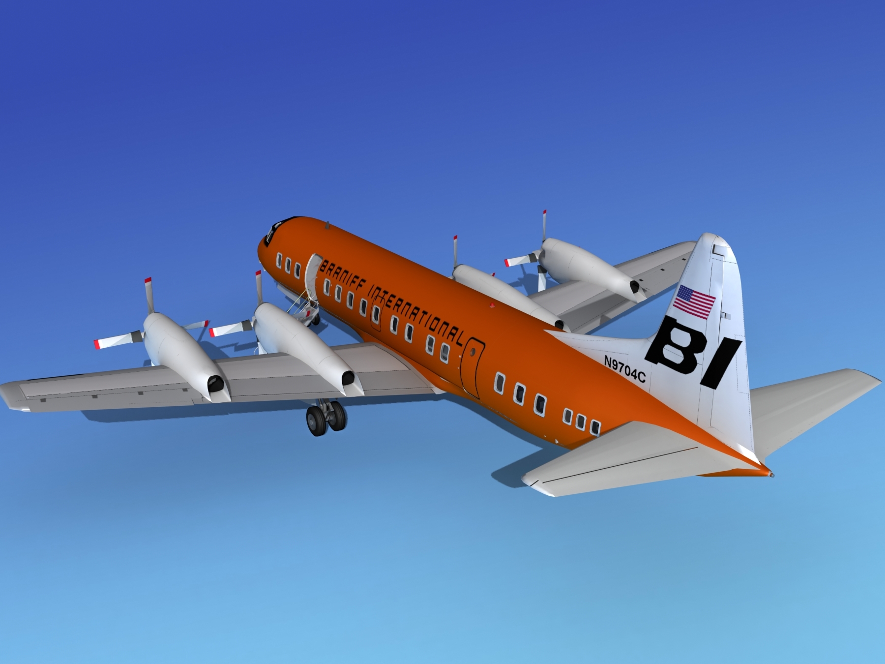 modelo 3d Lockheed L-188 Electra Braniff Intl 4 HP - TurboSquid 880746