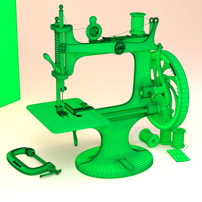 3d model antique toy sewing machine