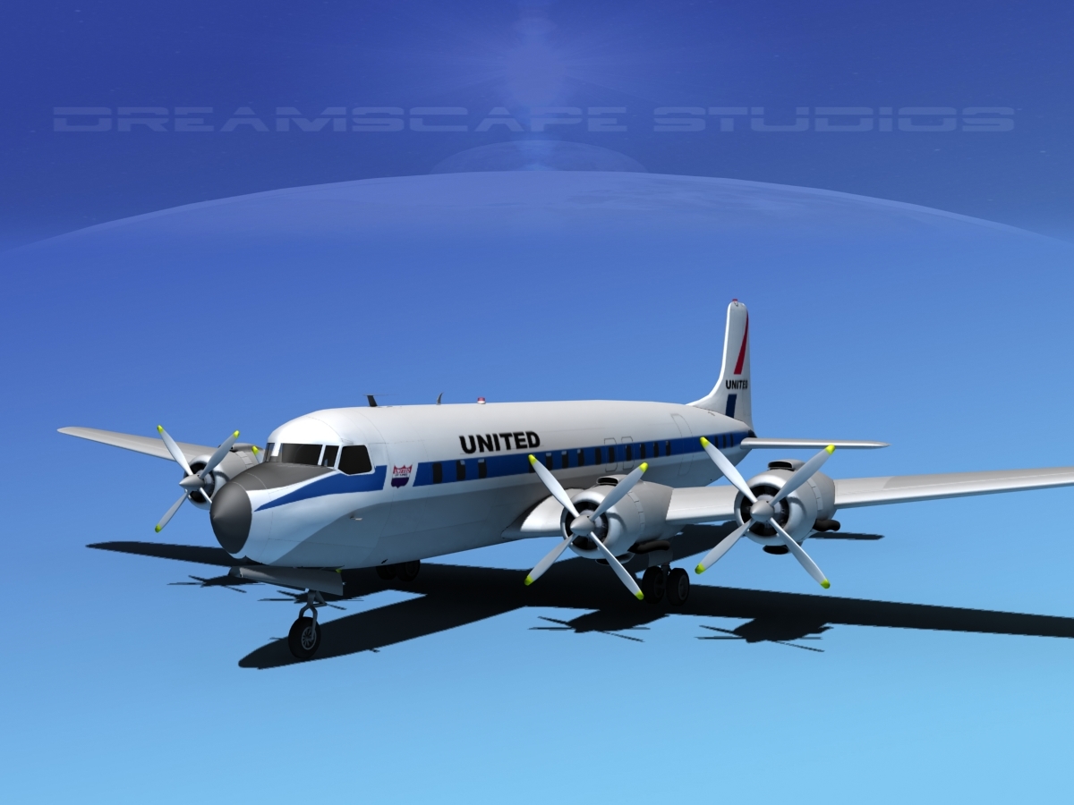 modelo 3d Douglas DC-7C United Airlines - TurboSquid 880899