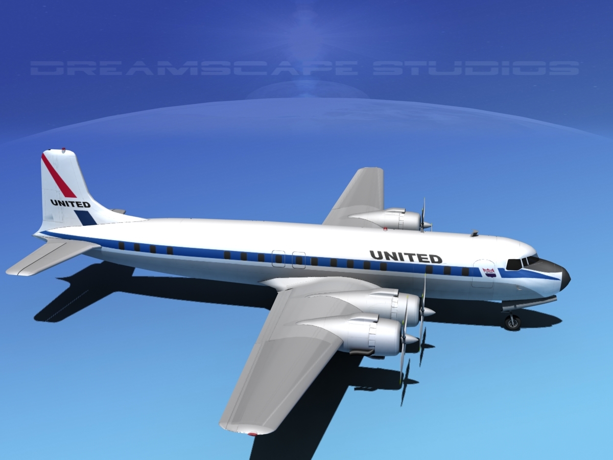 modelo 3d Douglas DC-7C United Airlines - TurboSquid 880899