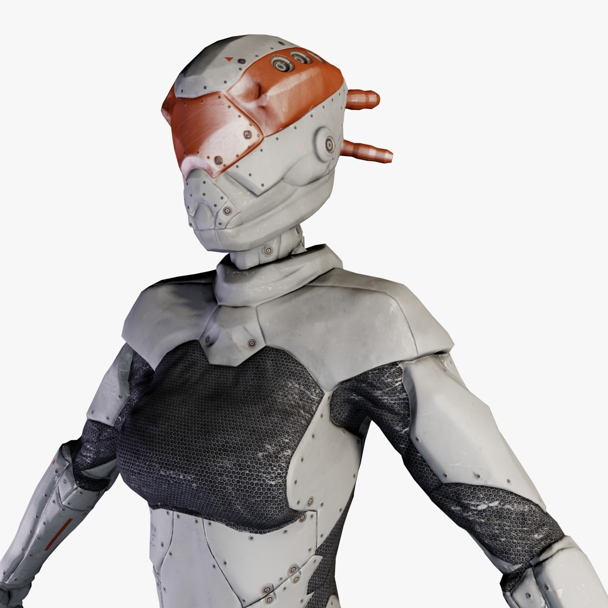 3d woman robotic astro model