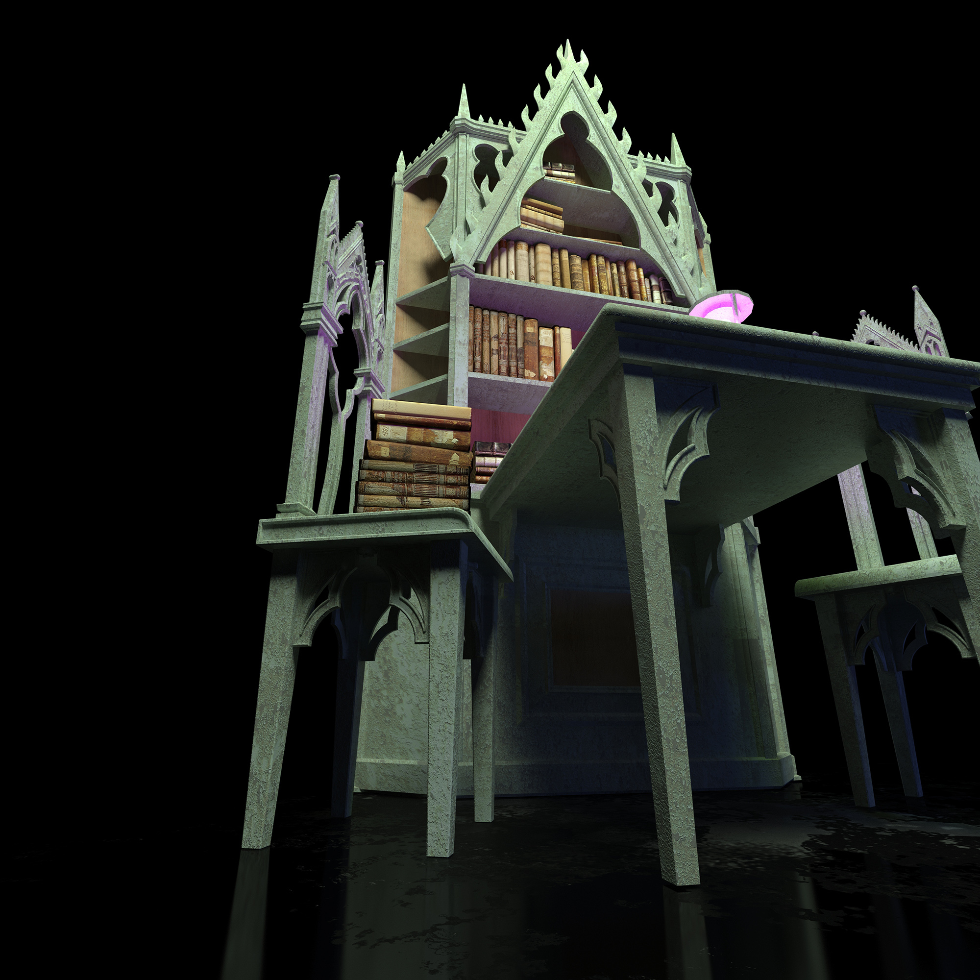 library table medieval 3d model