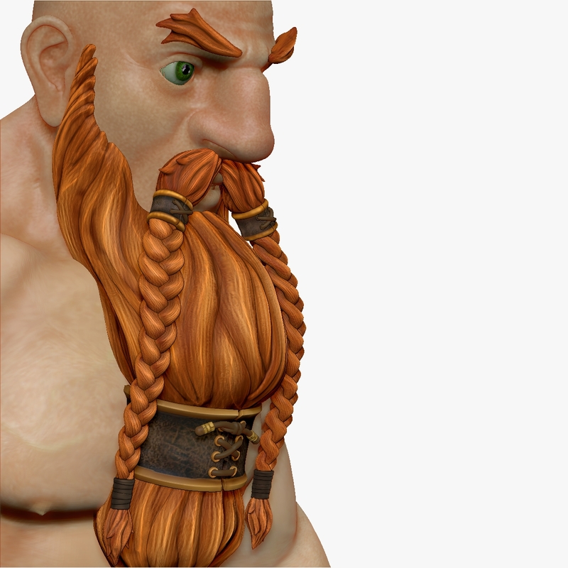 3d strong warrior dwarf beard