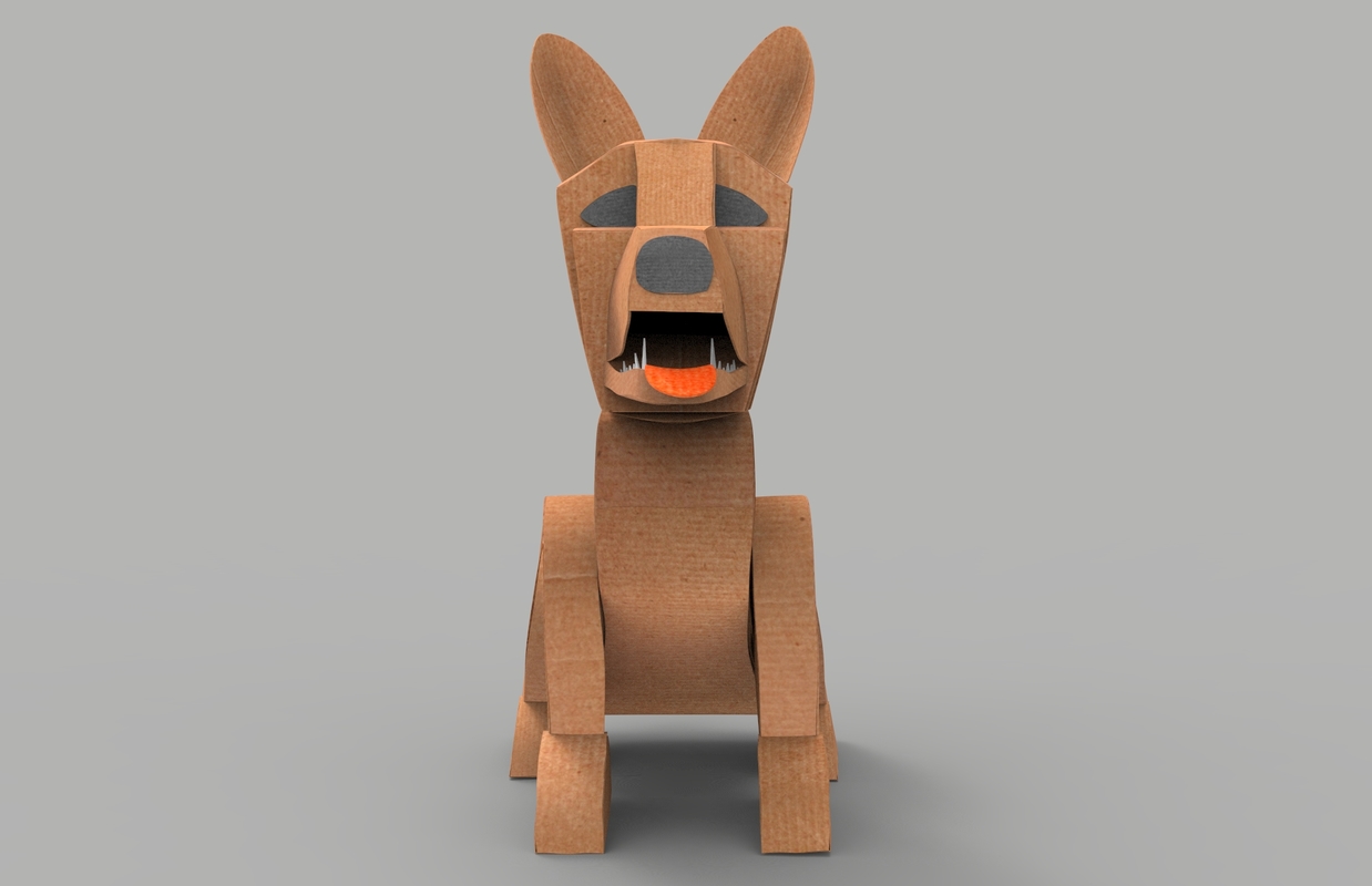 3d dog cardboard model