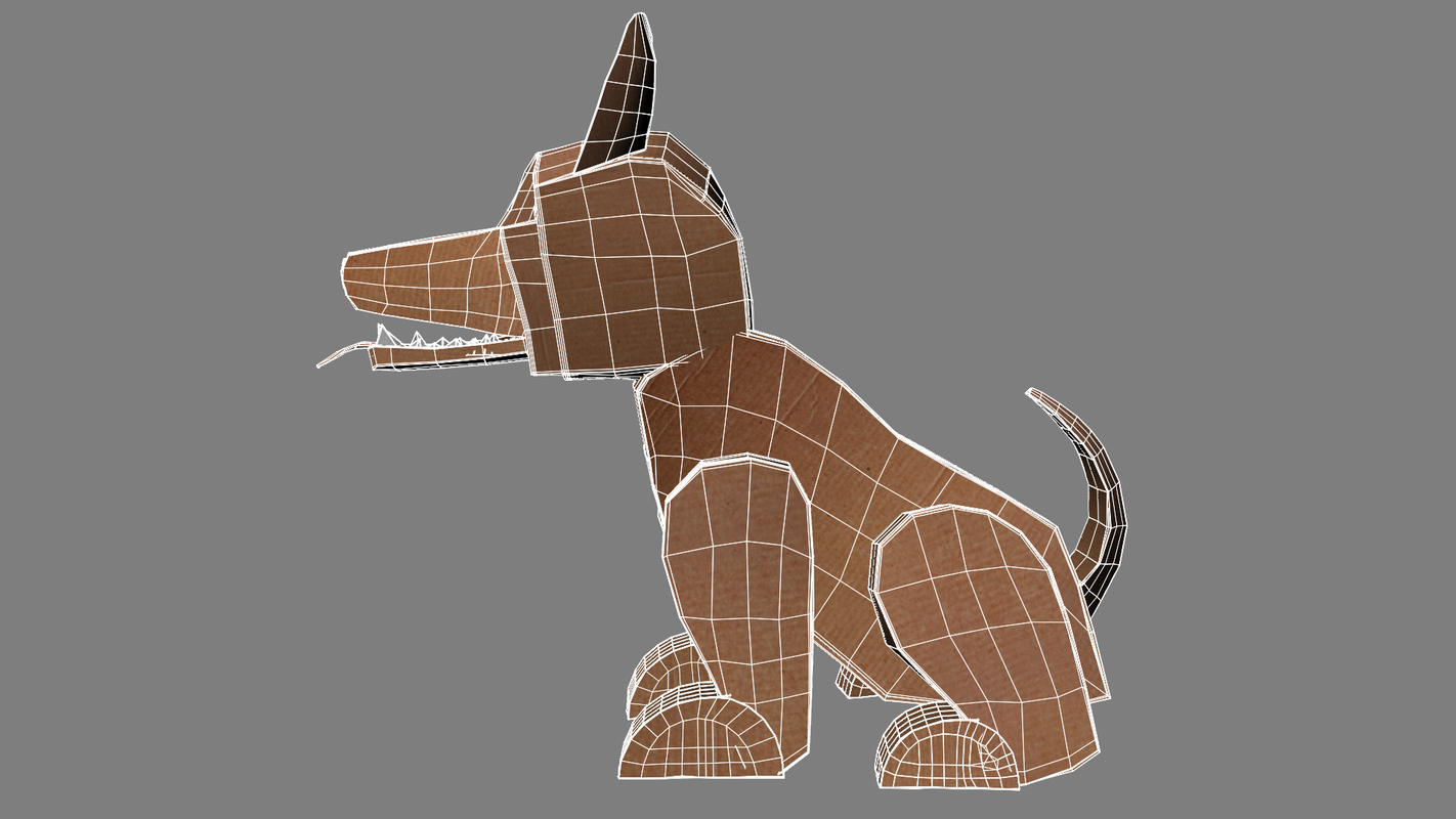 3d dog cardboard model