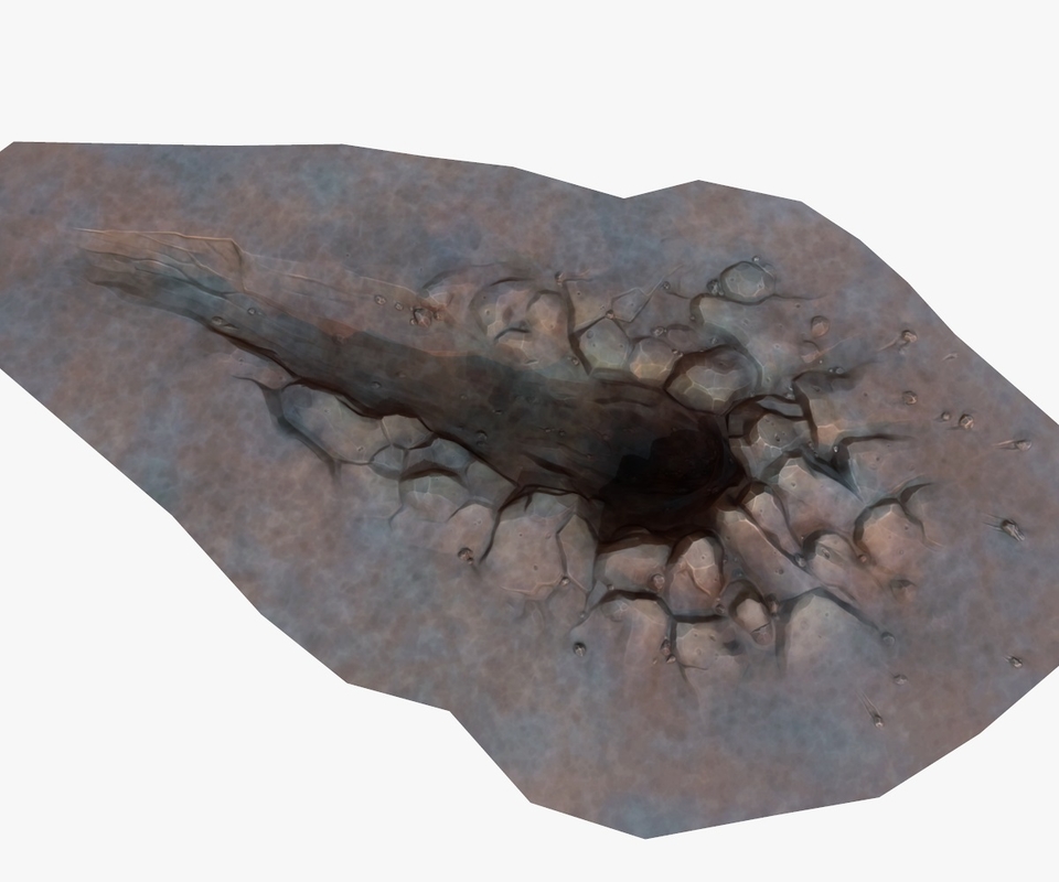 low-poly cartoon crater 3d model