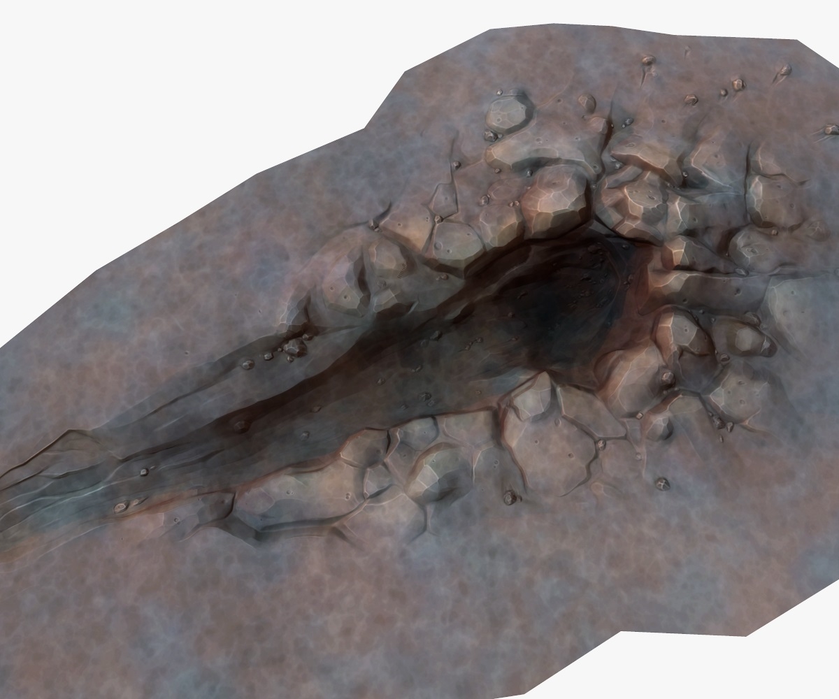 low-poly cartoon crater 3d model